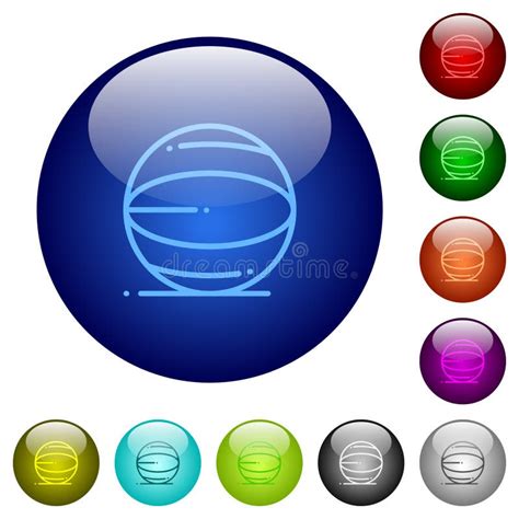 Basketball Outline Color Glass Buttons Stock Vector Illustration Of