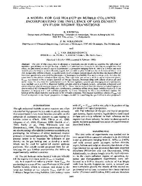 Pdf A Model For Gas Holdup In Bubble Columns Incorporating The Influence Of Gas Density On