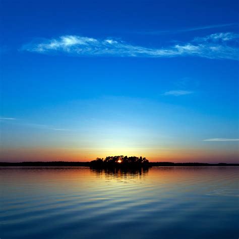 Blue Moment Wallpaper Sunset Over Island With Trees