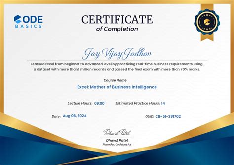 completed excel course with codebasics jay jadhav posted on the topic