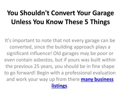 Ppt You Shouldnt Convert Your Garage Unless You Know These 5 Things
