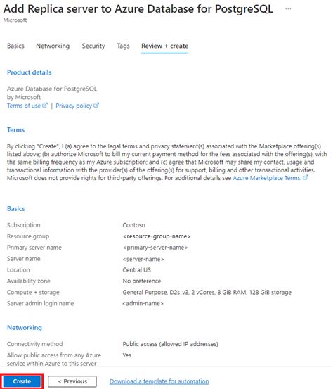 manage read replicas azure portal rest api azure database for
