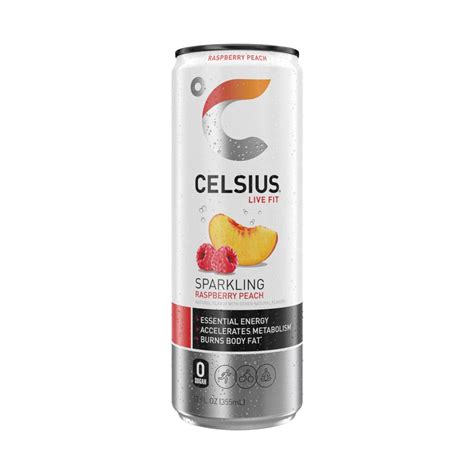 Celsius Sparkling Raspberry Peach 12 Oz Can 12pk Case New York Beverage
