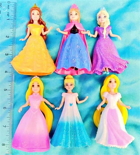 6 Lot Disney Princess Magic Clip Dolls Dresses Figures Ana Elsa Belle