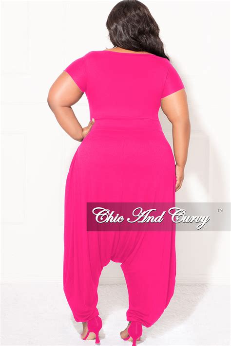 Final Sale Plus Size Harem Jumpsuit In Fuchsia Chic And Curvy