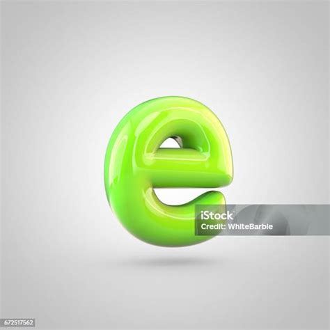 글로시 라임 페인트 흰색 배경에 고립 된 알파벳 E 소문자 0명에 대한 스톡 벡터 아트 및 기타 이미지 0명 3차원 형태