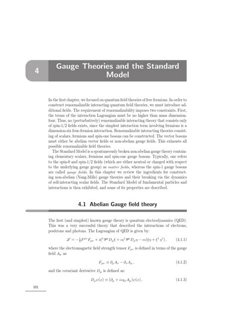 4 Gauge Theories And The Standard Model 4 1 Abelian Gauge Field Theory