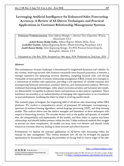 Leveraging Artificial Intelligence For Enhanced Sales Forecasting