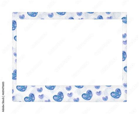Decorative Rectangle Polaroid Photo Frame Template With Heart Pattern