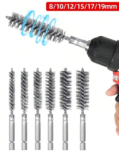 1 4 Inch Hexagonal Handle Steel Wire Brush Long Drilling Brush Hard Bristled Steel Wire Brush