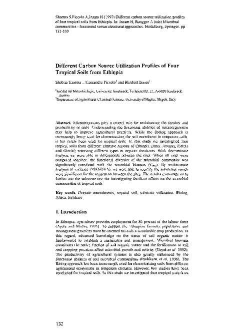Pdf Different Carbon Source Utilization Profiles Of Four Tropical