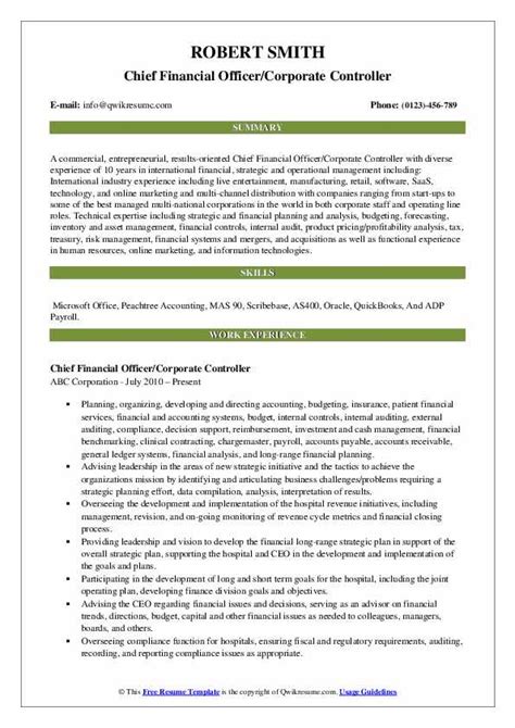 10 Chief Financial Officer Resume Samples And Templates For 2025