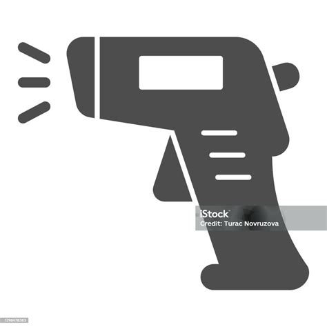 비접촉식 적외선 온도계 솔리드 아이콘 코로나 침체 개념 흰색 배경에 전자 온도계 기호 모바일 및 웹용 글리프 스타일의 피로메터 아이콘 벡터 그래픽 0명에 대한 스톡 벡터