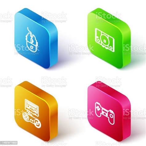 Atur Garis Isometrik Game Mouse Komputer Konsol Video Game Game Dengan
