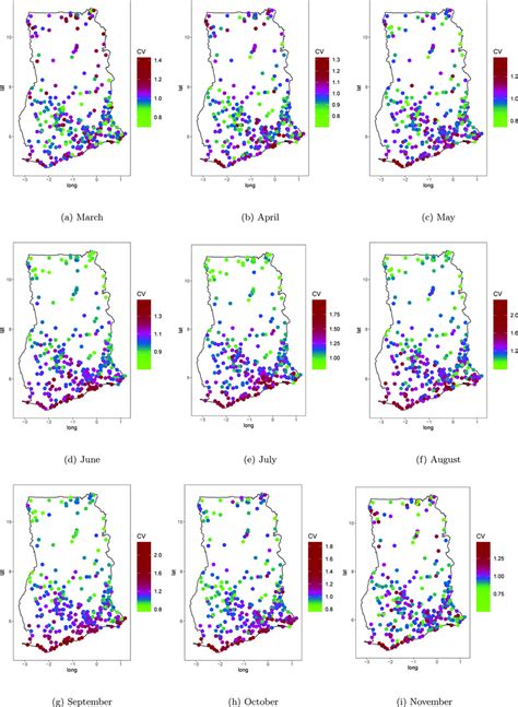 Maps Of The Distribution Of Coefficient Of Variation For Daily Values