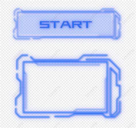 Blue Tech Wind Button Border Element Blue Neon Blue Screen Blue
