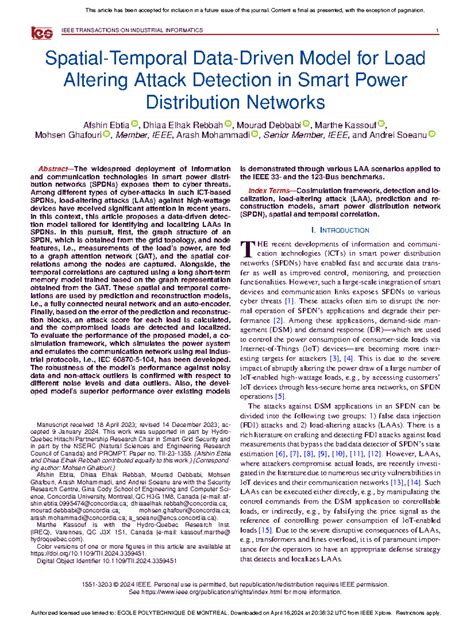 spatial temporal data driven model for load altering attack detection