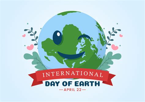 Feliz Día De La Tierra El 22 De Abril Ilustración Con Entorno De Mapa