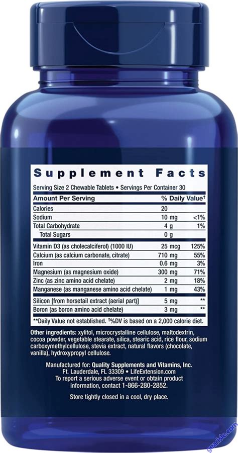 Buy Life Extension Bone Restore Chewable 60 Tablets Chocolate Flavored