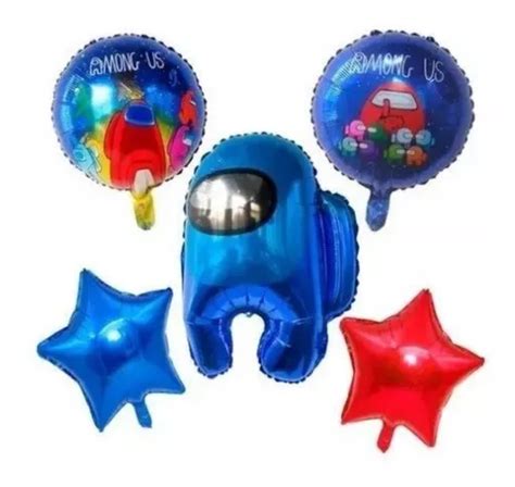 Globos Among Us Impostor Azul Set De 5 Globos Metálicos MercadoLibre