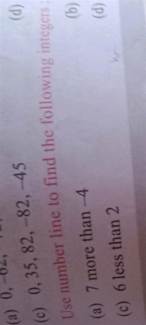 C Use Number Line To Find The Following Integers