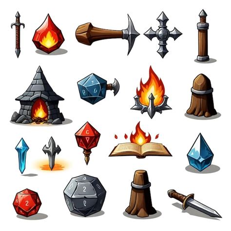 Rpg Vector Set White Background Isolated A High Quality Premium Ai