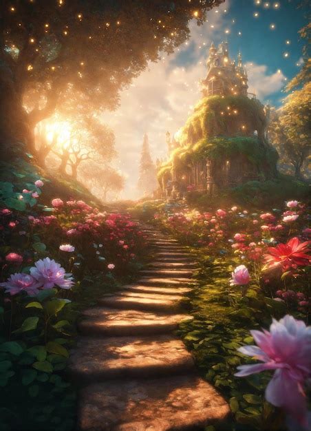 Premium Photo Magical Stairs To Princess Castle