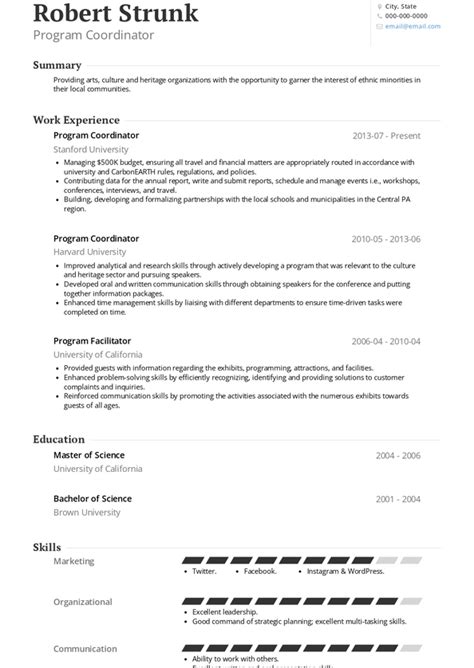 Program Coordinator Resume Samples And Templates VisualCV