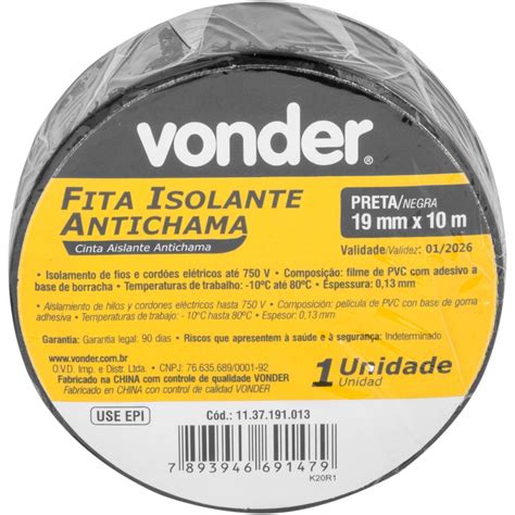 Fitas Isolante Anti Chama Preta E Metros Vonder Original Shopee Brasil