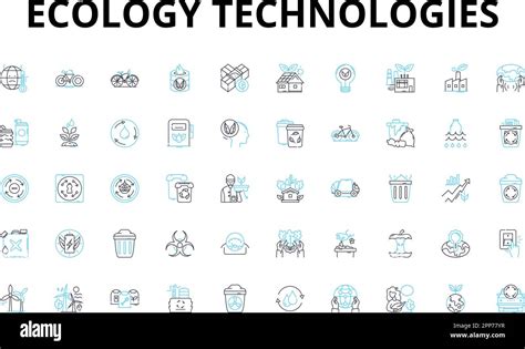 Ecology Technologies Linear Icons Set Solar Wind Geothermal Biomass