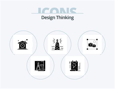 Design Thinking Glyph Icon Pack Icon Design Writing Pen Bolt Design Time Vector