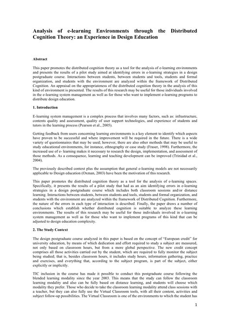 Pdf Analysis Of E Learning Environments Through The Distributed