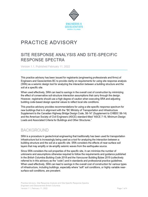Site Response Analysis And Site Specific Response Spectra Pdf Engineering