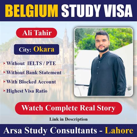 Congratulation Ali Tahir For Getting Belgium Study Visa 2024 By Arsa