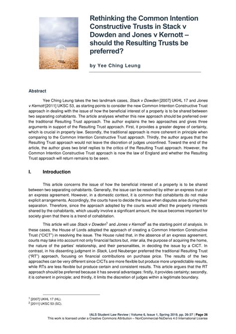 PDF Rethinking The Common Intention Constructive Trusts In Stack V