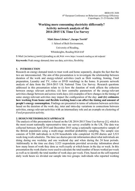 A Systematic Time Use Based Approach For Estimating Residential Energy