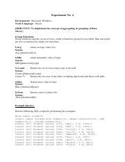 Cse Dbms Lab Practical Assignment Pdf Experiment No Environment Microsoft Windows