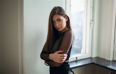Wallpaper Look Pose Model Skirt Portrait Makeup Hairstyle Blouse
