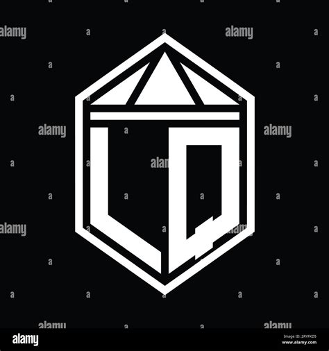 LQ Letter Logo Monogram Simple Hexagon Shield Shape With Triangle Crown Isolated Style Design