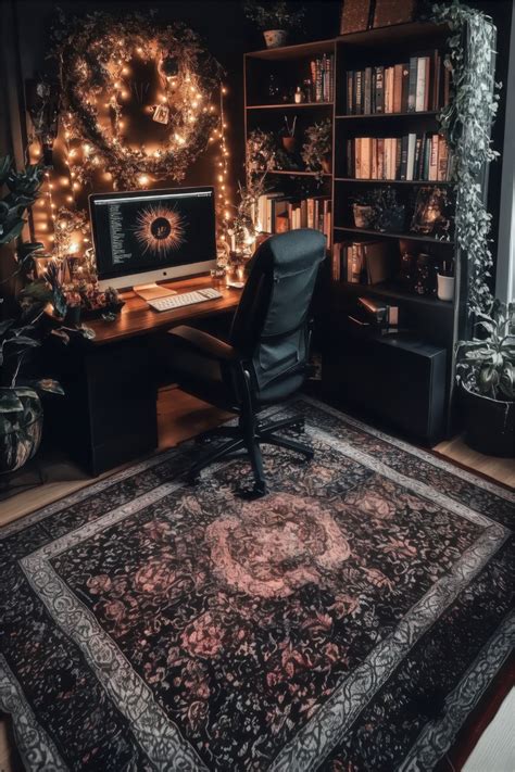 Elegant Dark Academia Home Office With Bookshelves Vintage Decor And