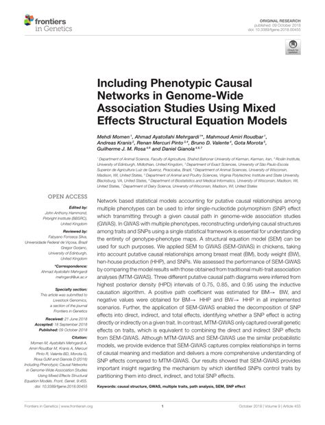 Pdf Including Phenotypic Causal Networks In Genome Wide Association