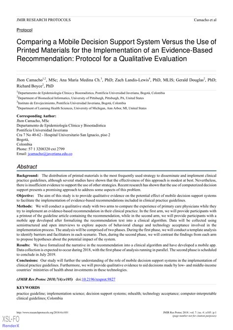 Pdf Comparing A Mobile Decision Support System Versus The Use Of Printed Materials For The