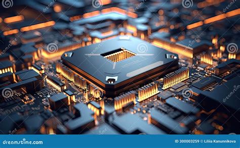 A Digital Microcircuit Presenting A Background Technology Motherboard In All Its Complexity
