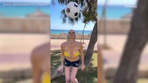 Sophie Monk Shows Off Hilarious Soccer Skills To Support Matildas Ahead