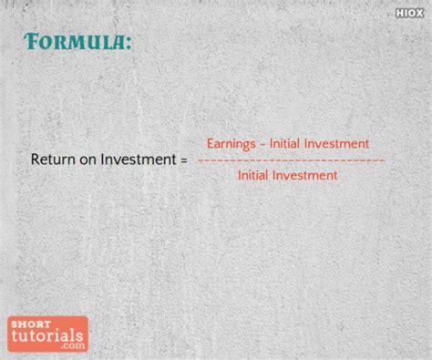 Return On Investment Formula