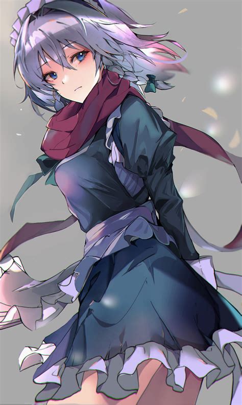 Safebooru 1girl Blue Eyes Braid Closed Mouth Grey Background Grey