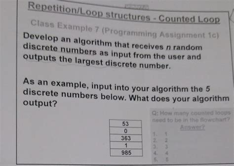 Solved Repetition Loop Structures Counted Loop Class Chegg Com
