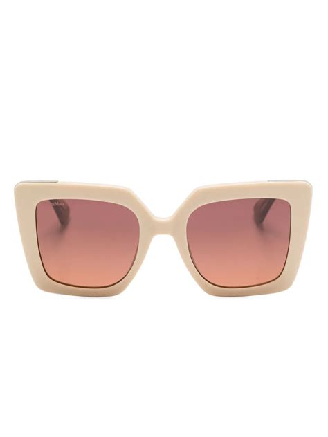 Max Mara Eyewear Logo Engraved Cat Eye Sunglasses Green Farfetch