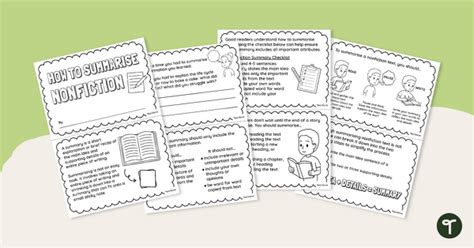 How To Summarise Fiction Mini Book Teach Starter