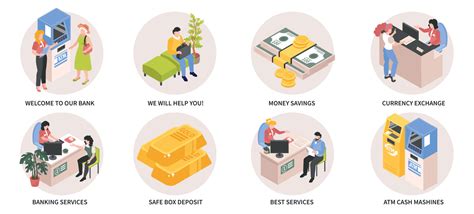 Isometric Bank Composition Set 7681657 Vector Art At Vecteezy